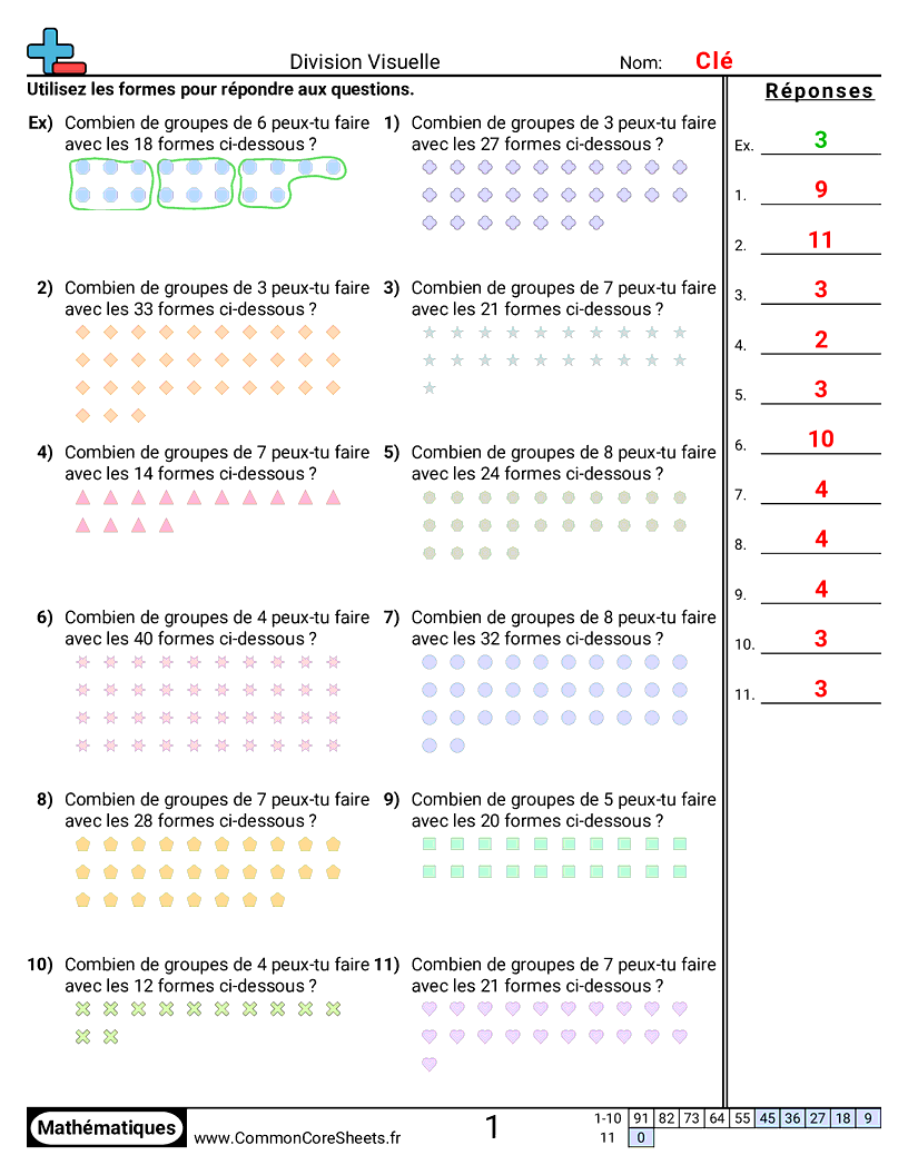 Free Fiches d'Exercices de Divisions | Common Core Sheets